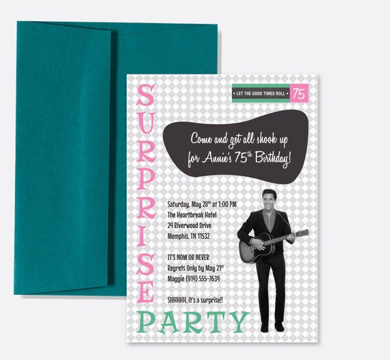 Elvis Presley Milestone Birthday Invitation Surprise Party