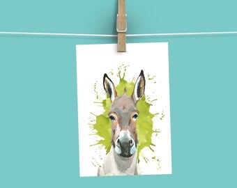 Blank Card Two Donkeys Pencil Drawing
