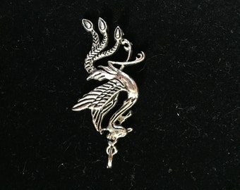 Sterling Silver Fire Phoenix with 22k Yellow Gold Overlay