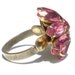 Bright Pink Rhinestone Ring on Gold Tone Adjustable by RibbonsEdge