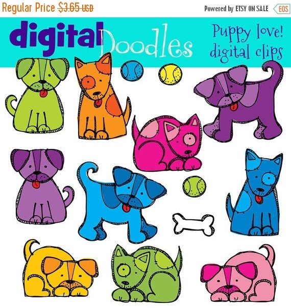 25% OFF KPM Puppy Love digital clip art by kpmdoodles on Etsy