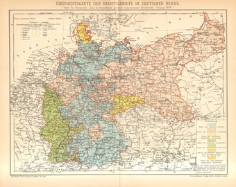 Items similar to 1892 Railroad Network of the German Empire at the end ...