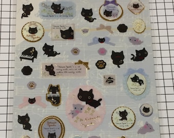 Black cat stickers | Etsy