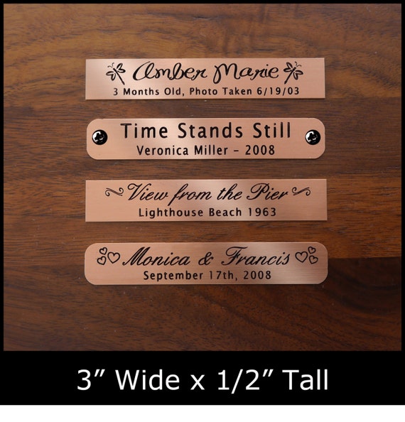 Items similar to Engraved Brushed Copper Plate Picture Frame Art Label ...