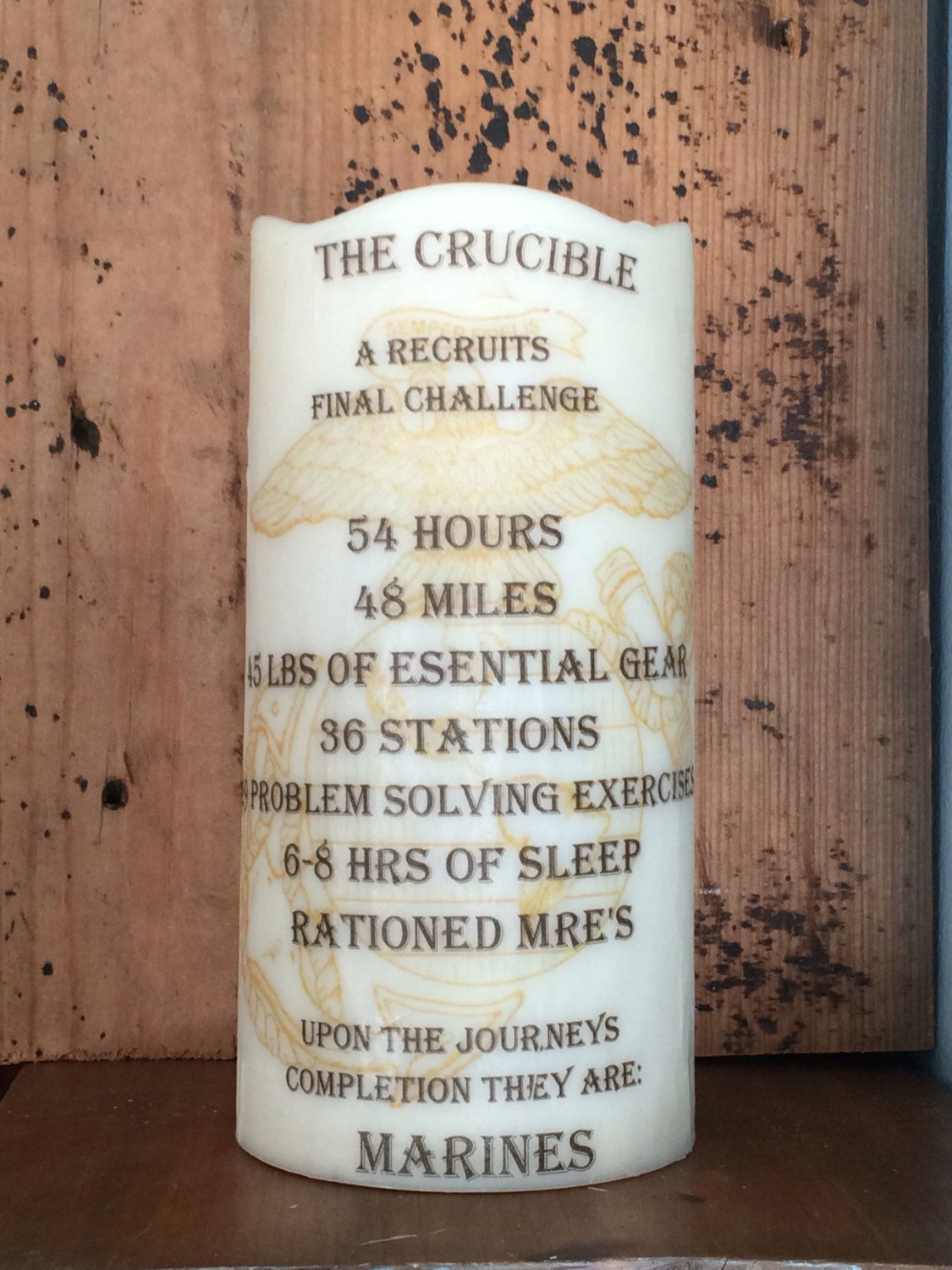 CRUCIBLE CANDLE With Flag United States Marine Corps USMC