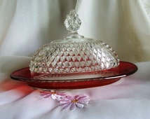 Unique ruby red dishes related items | Etsy