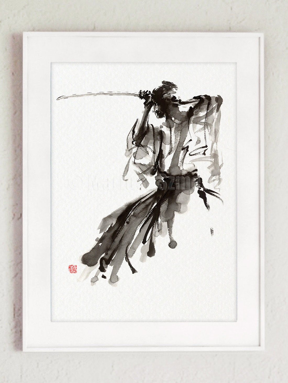 The Soul of Samurai Abstract Painting Calligraphy Style