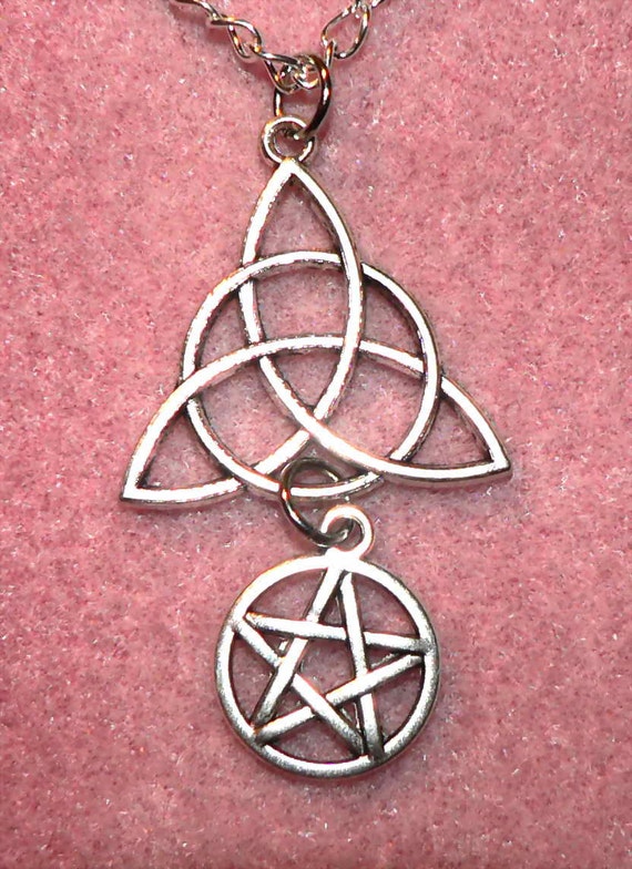 Silver Triquetra Pentagram Protection Necklace by TheGreenManMC