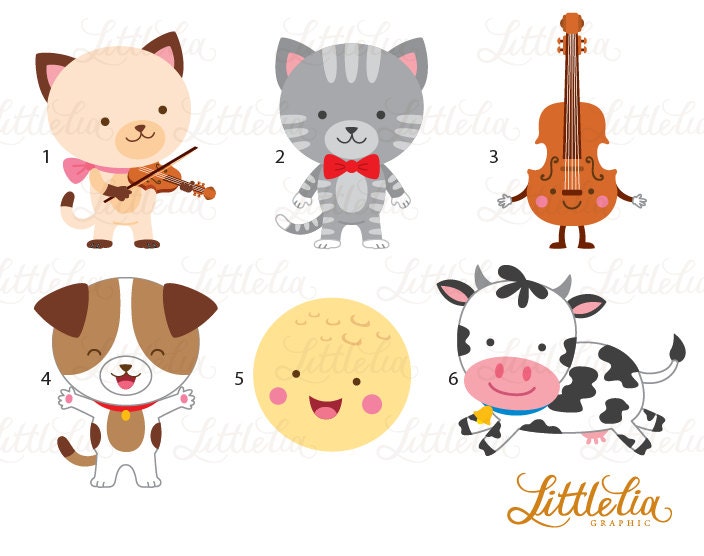 Hey diddle diddle clipart Nursery Rhymes by LittleLiaGraphic
