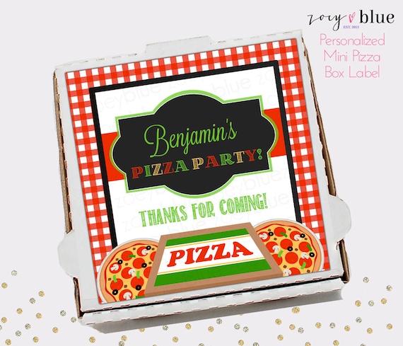 Pizza Box Label Pizza Party Birthday Favor Tag Mini Pizza