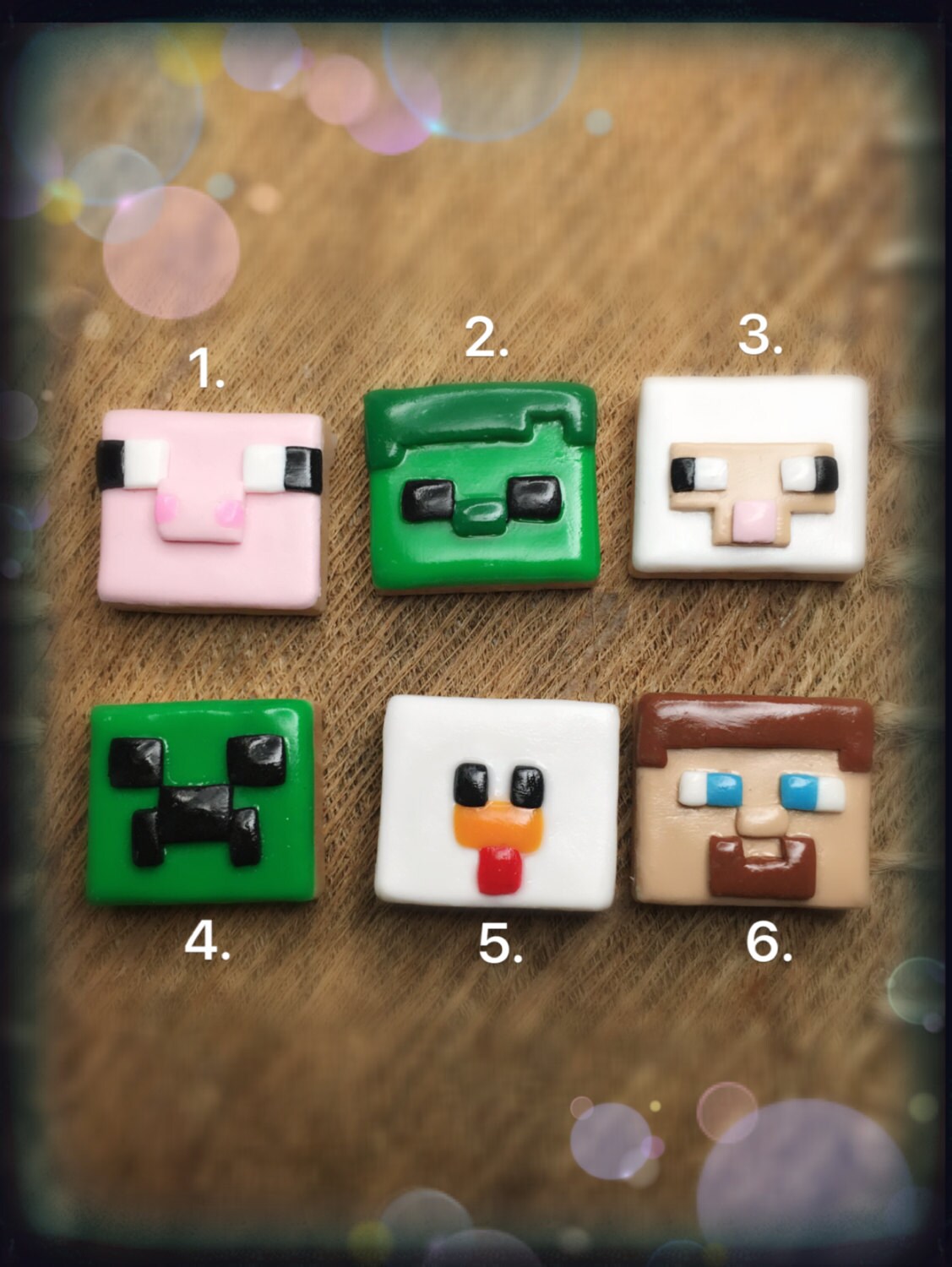For boy/girl Gamer Polymer clay Minecraft tile brooch magnet