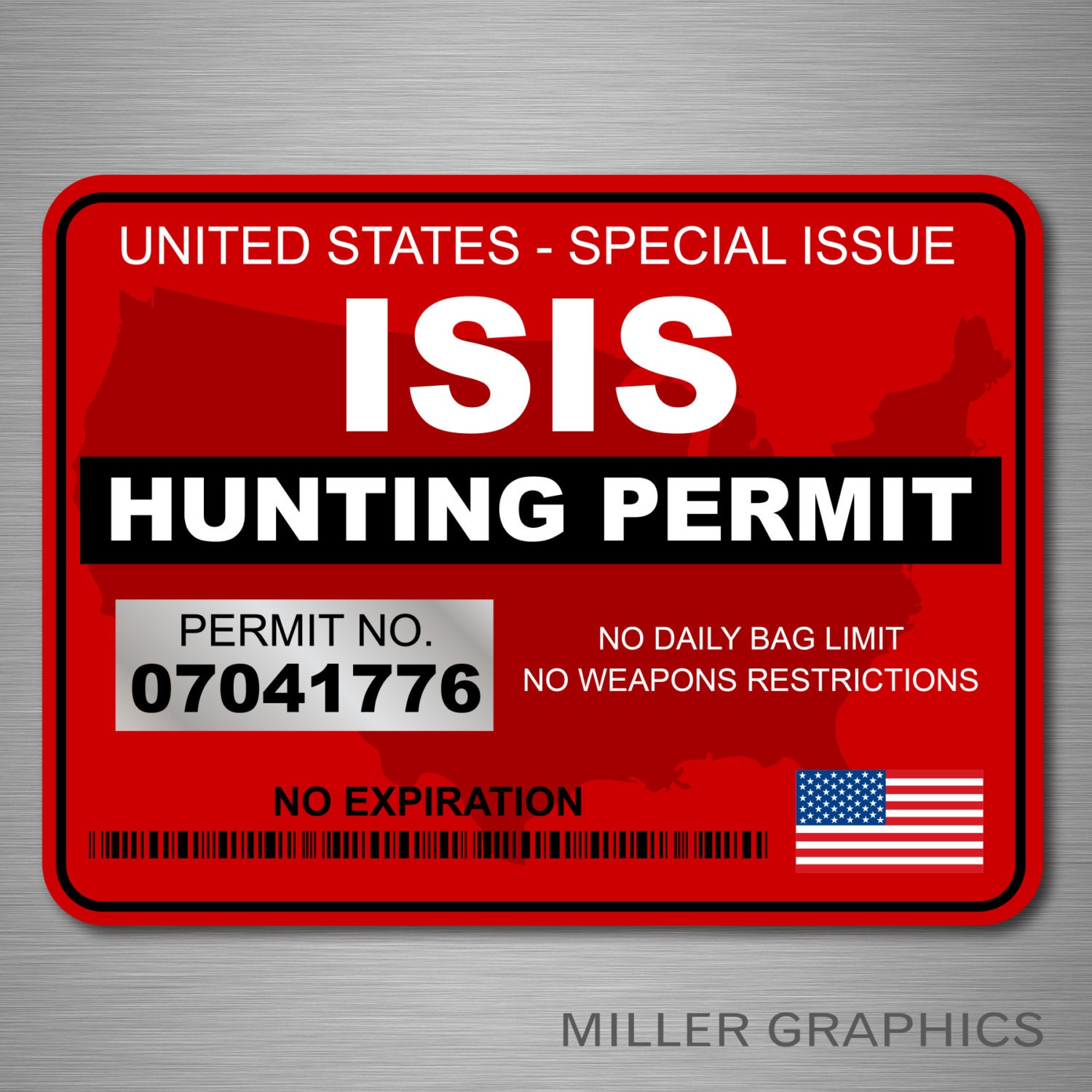ISIS Terrorist Hunting Permit Decal Bumper Sticker Military