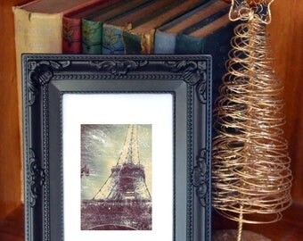 Items similar to Burlap Picture Frame Sign With Paris & Eiffel Tower ...