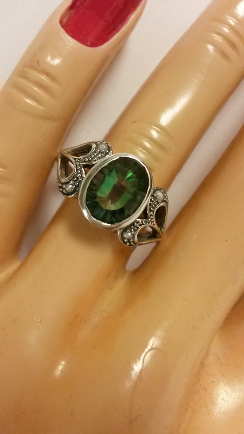 Estate Sterling Silver 925 2ct Mystic Topaz Alexandrite Heart