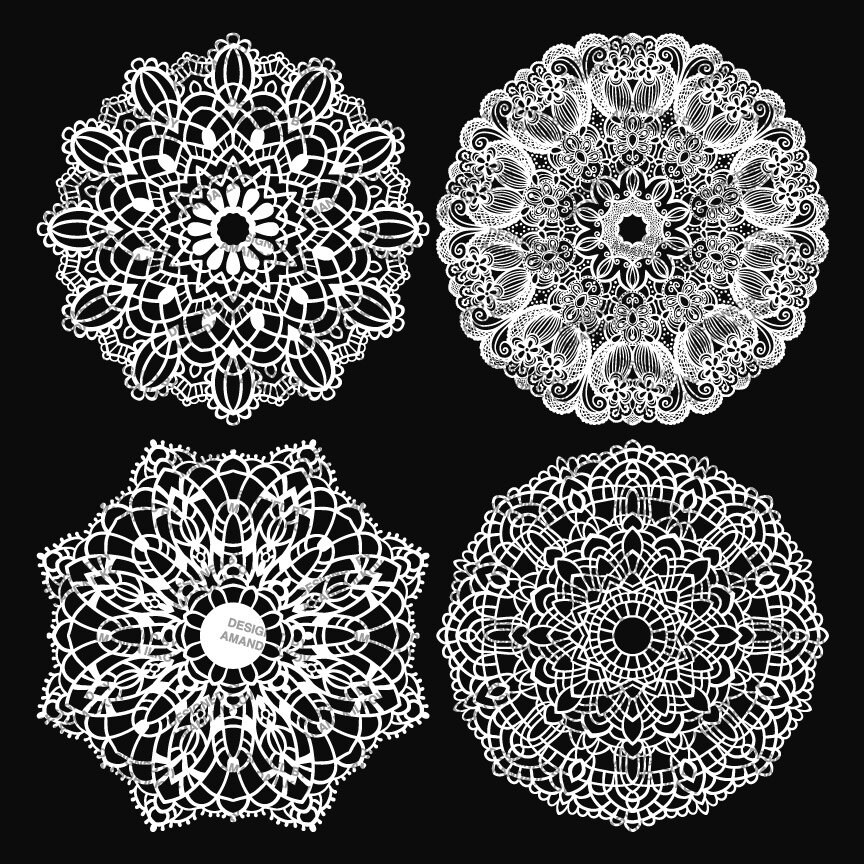 Premium Large Vintage Lace Doilies Clipart White Lace