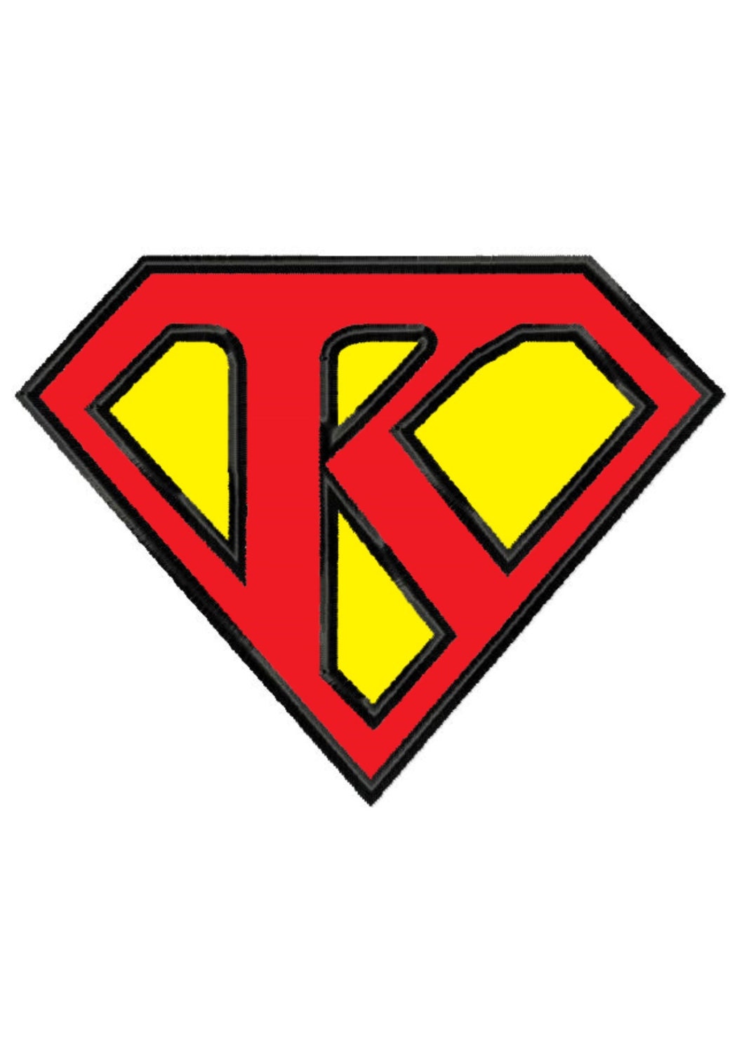 Superman Letter K...Applique Machine Embroidery DESIGN NO. 406
