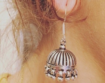 Silver jhumkas | Etsy