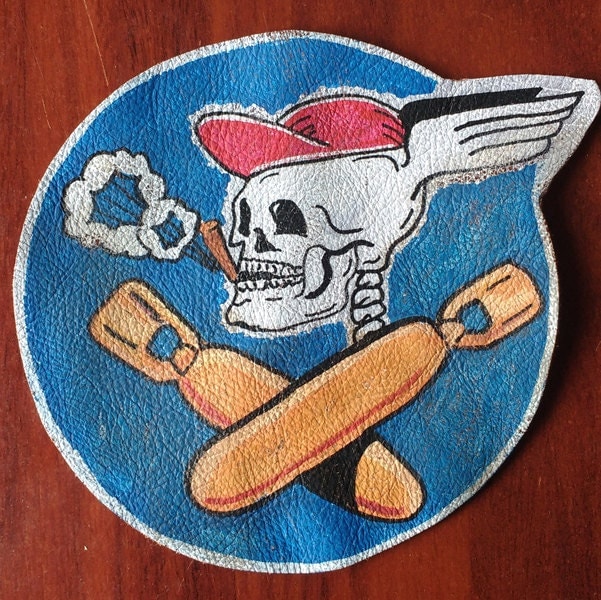 Leather patch USAAF WW2 hand painted A2 jacket 587th Bomb