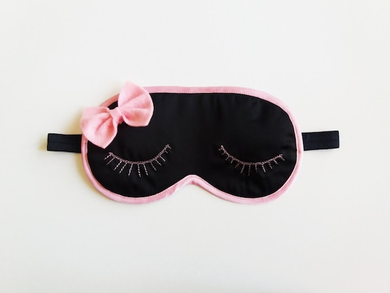 Eyelash sleep mask Black and Pink PJ mask Pink Bow cute eye