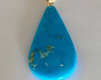 Apache Turquoise Drop Pendant of Natural Gem by HiGradeTurquoise