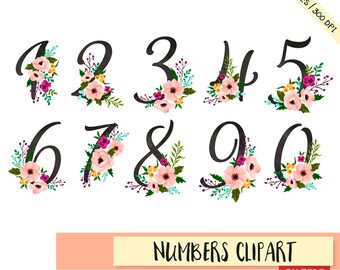 Unique floral numbers related items | Etsy