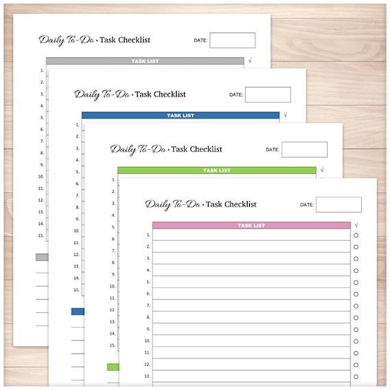 Printable Daily To-Do Task Checklist Full page 4 Clean and