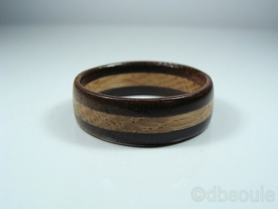 Walnut and Oak Wood Ring Layered Solid Wood Men's or by dbsoule