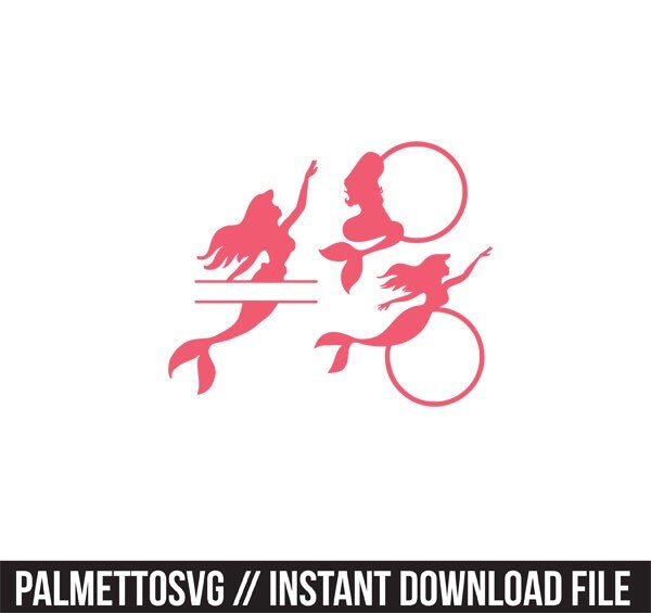 mermaids monogram frame svg dxf file instant by palmettosvg