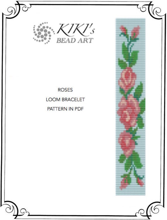 Bead loom pattern Roses LOOM bracelet PDF by KikisBeadArts