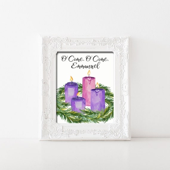 O Come O Come Emmanuel Advent Wreath Printable Wall Art