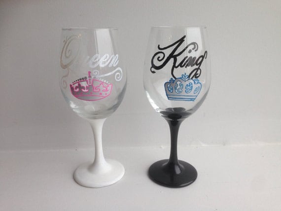 King And Queen Wine Glasses His And Hers Glasses Couple