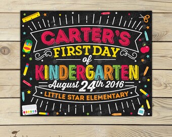 Items similar to First Day of Kindergarten Chalkboard - Girl 1st Day of ...