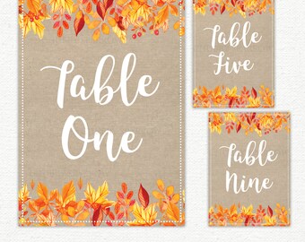 Fall table numbers | Etsy