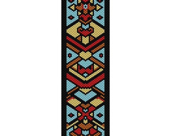 Red Cardinal Bird Peyote Bead Pattern Bracelet by SmartArtsSupply