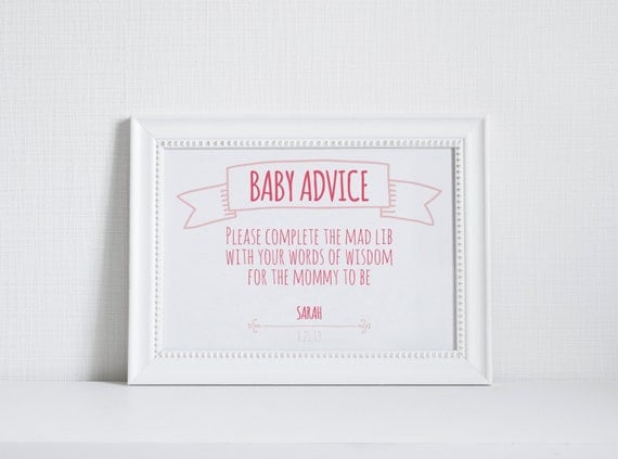 Laurel Baby Advice Sign 5x7 DIY Baby Shower Sign