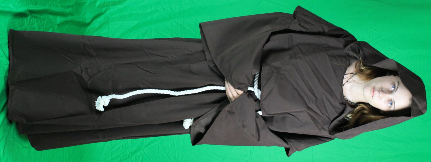Monk Robe with Cowl for LARP SCA Faire Monks Many sizes