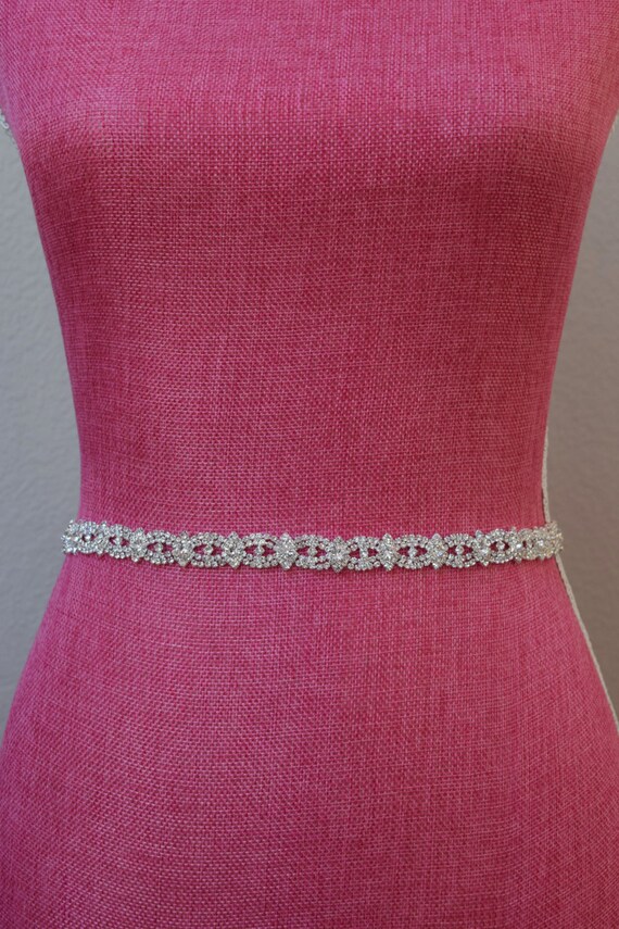 Thin Crystal Rhinestone Belt with clasp Full Length Bridal