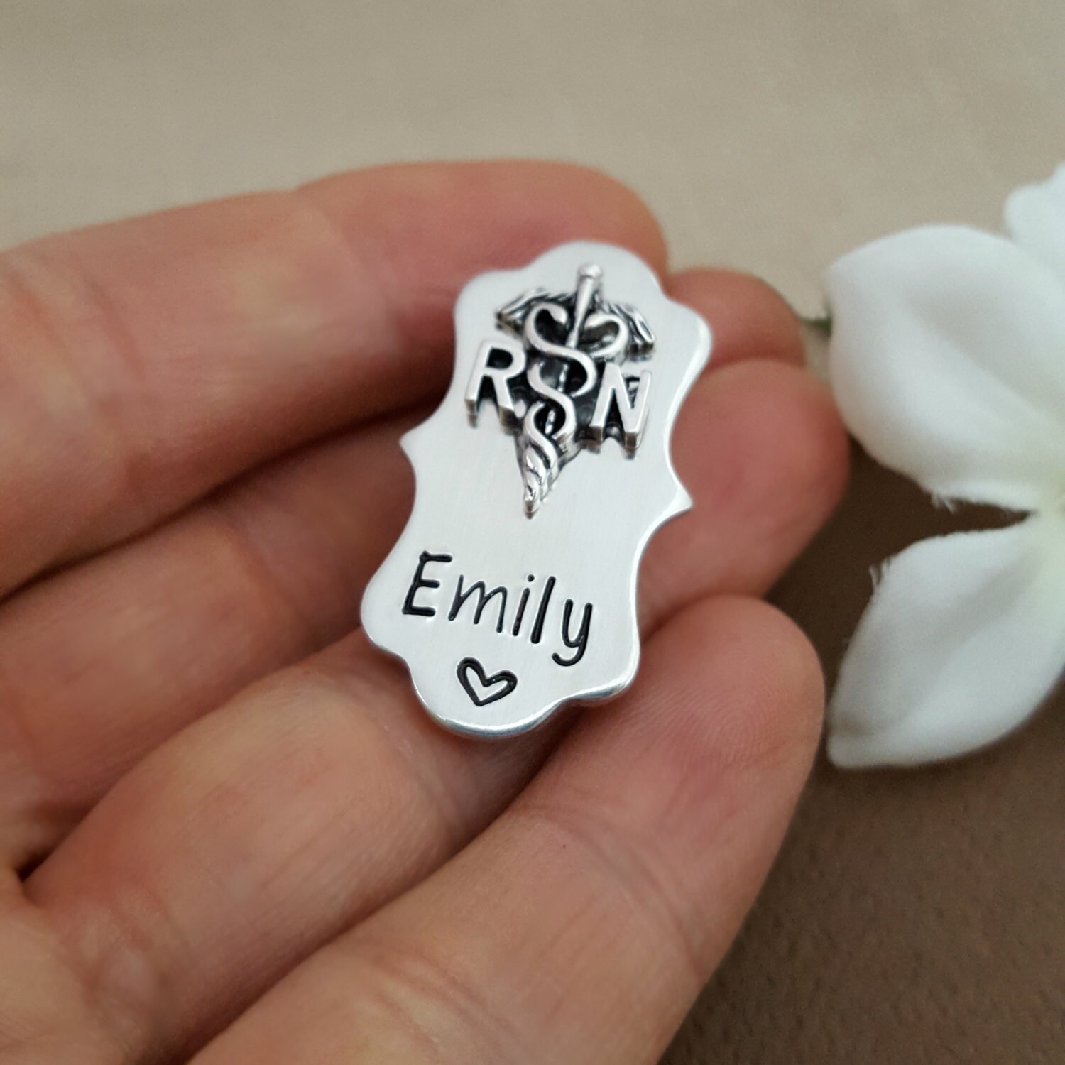 Personalized RN Nurse Pin Nursing Graduation Gift Caduceus