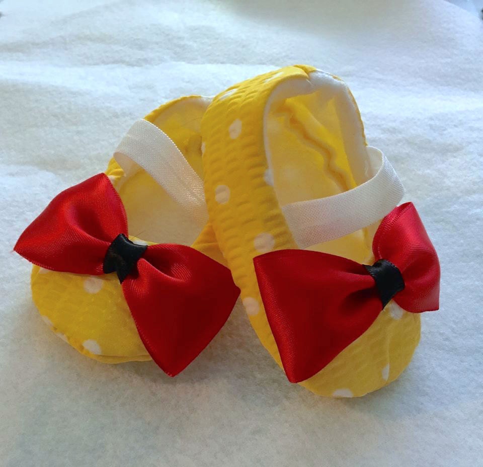 Yellow Minnie Mouse Inspired Baby Shoes by Babygotclothes on Etsy