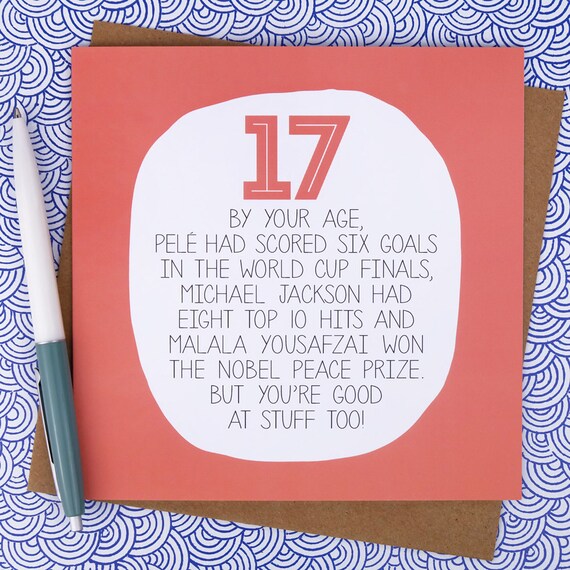 17th Birthday Card Funny Birthday Card Funny 17th Birthday