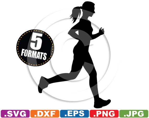 Track and Field Female Distance Runner Silhouette svg