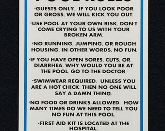Funny pool signs | Etsy
