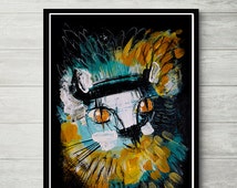 The LionCat, acrylic painting, cat print, cat art, acrylic cat art ...