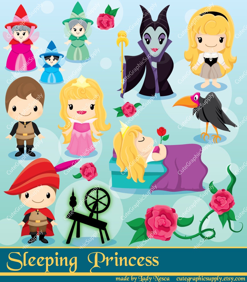 Sleeping beauty inspired clipart Princess clipart Princess