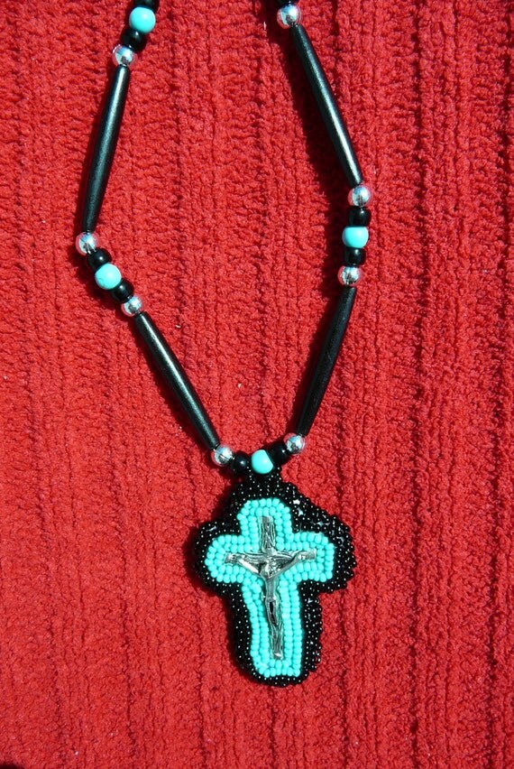 Beaded Native American Cross Necklace FREE by 2honestinjuns