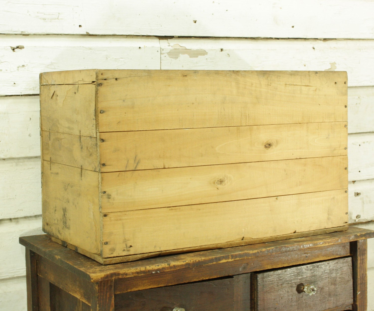 vintage old jumbo extra large huge weathered rustic natural wood crate ...