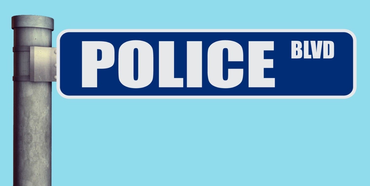 Police BLVD Street Sign Boulevard Heavy Duty Aluminum Warning