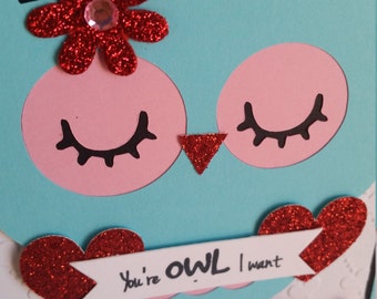 Owl valentine card | Etsy