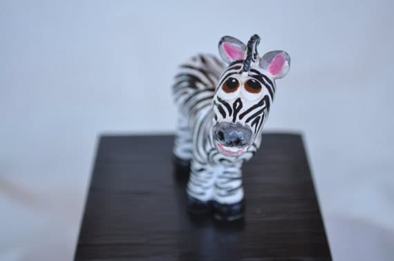 Zebra: Miniature Figurine handmade from polymer clay
