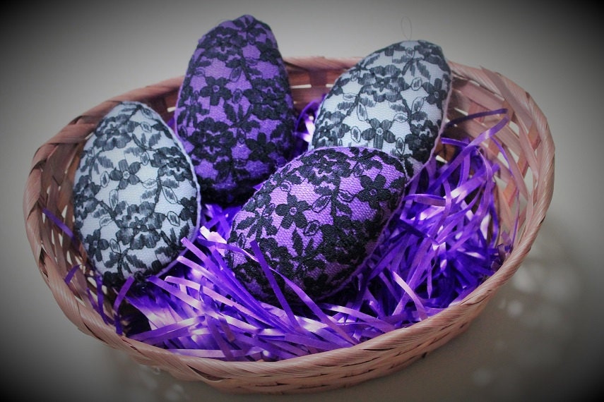 Gothic Easter Eggs-Handmade felt easter eggs-Lacey Purple